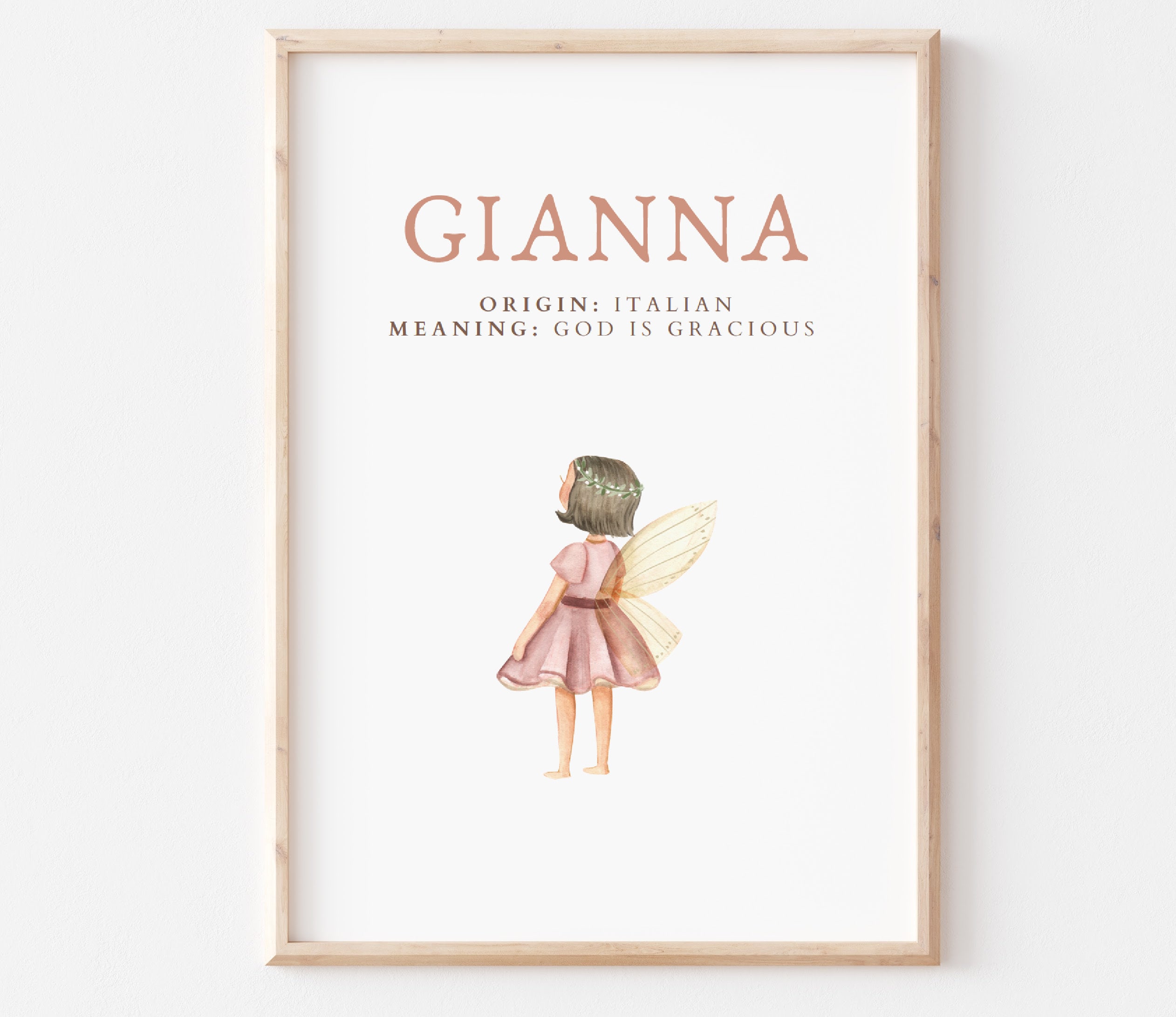 Giana, Name Art Poster, Name Meaning, Girl Gift, Pink Nursery Decor ...