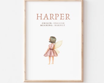 Ella, Name Art Poster, Name Meaning, Girl Gift, Pink Nursery Decor ...