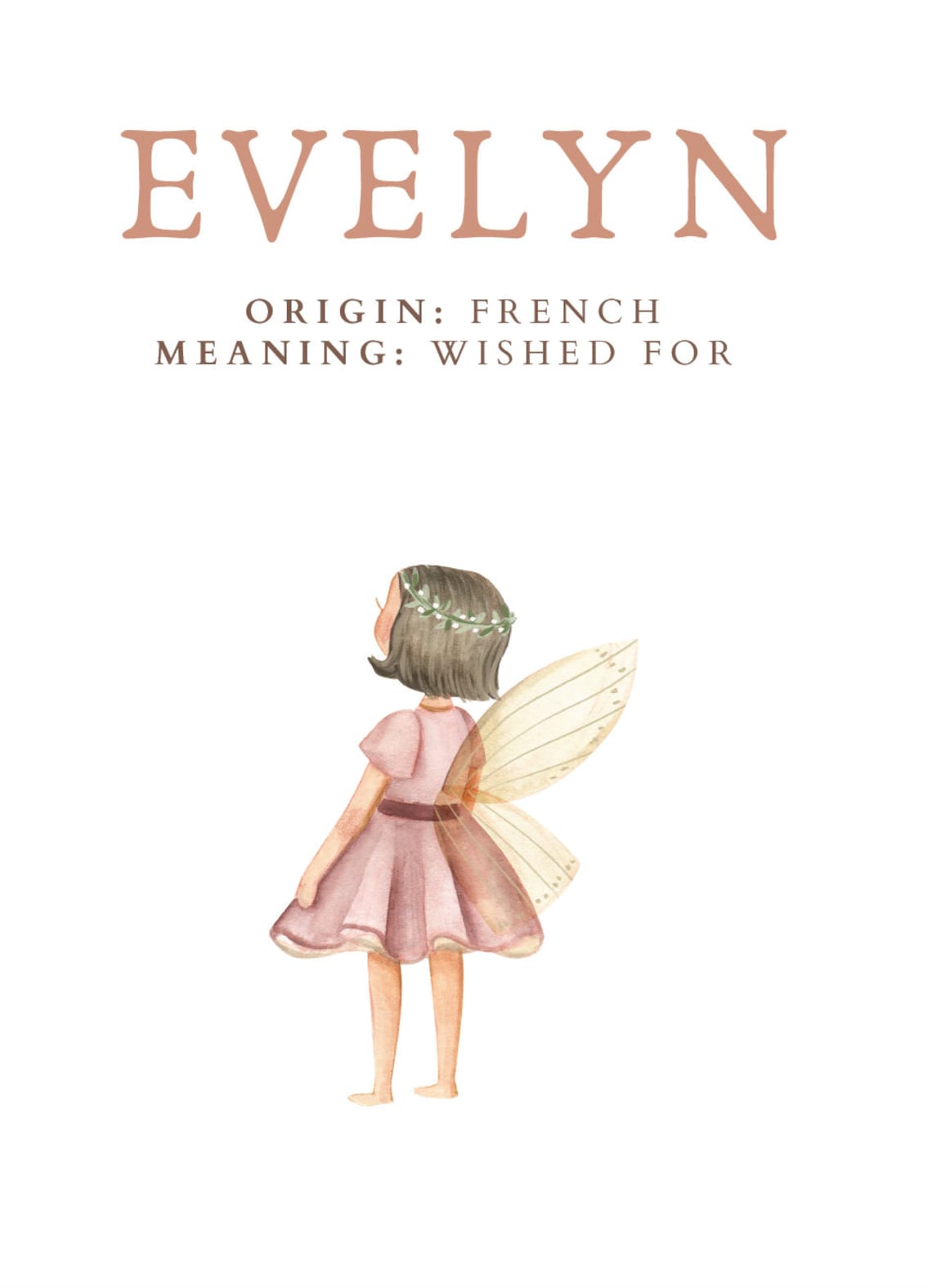 Evelyn, Name Art Poster, Name Meaning, Girl Gift, Pink Nursery Decor ...