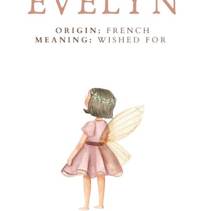 Evelyn, Name Art Poster, Name Meaning, Girl Gift, Pink Nursery Decor ...