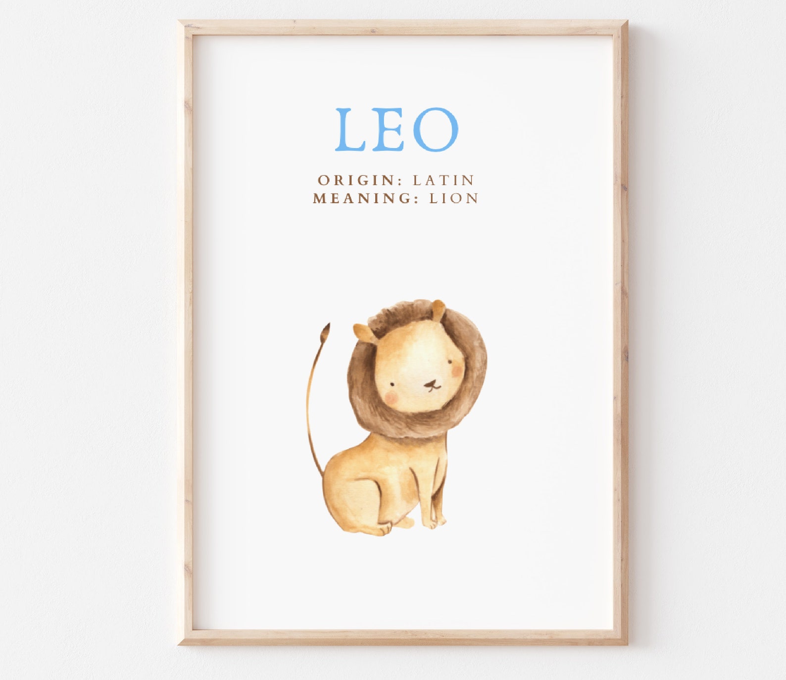 Leo, Name Art Poster, Name Meaning, Boy Gift, Blue Nursery Decor ...