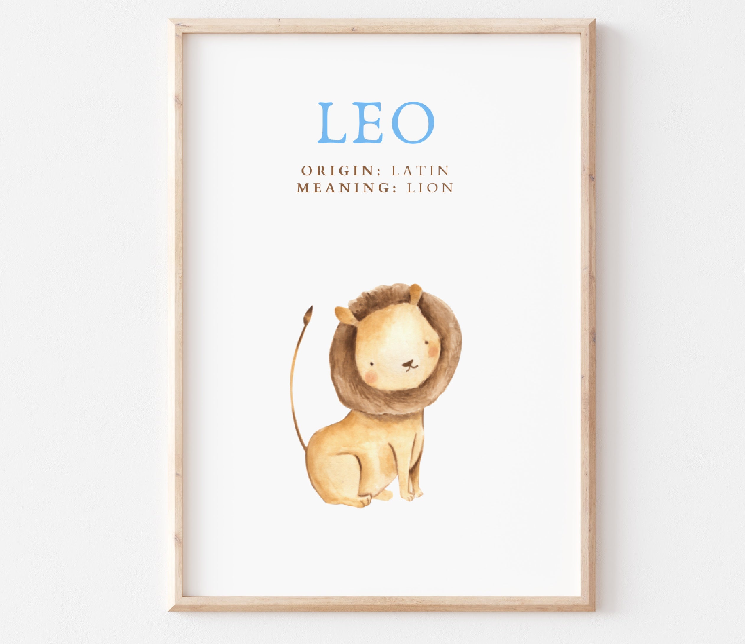 Leo, Name Art Poster, Name Meaning, Boy Gift, Blue Nursery Decor ...