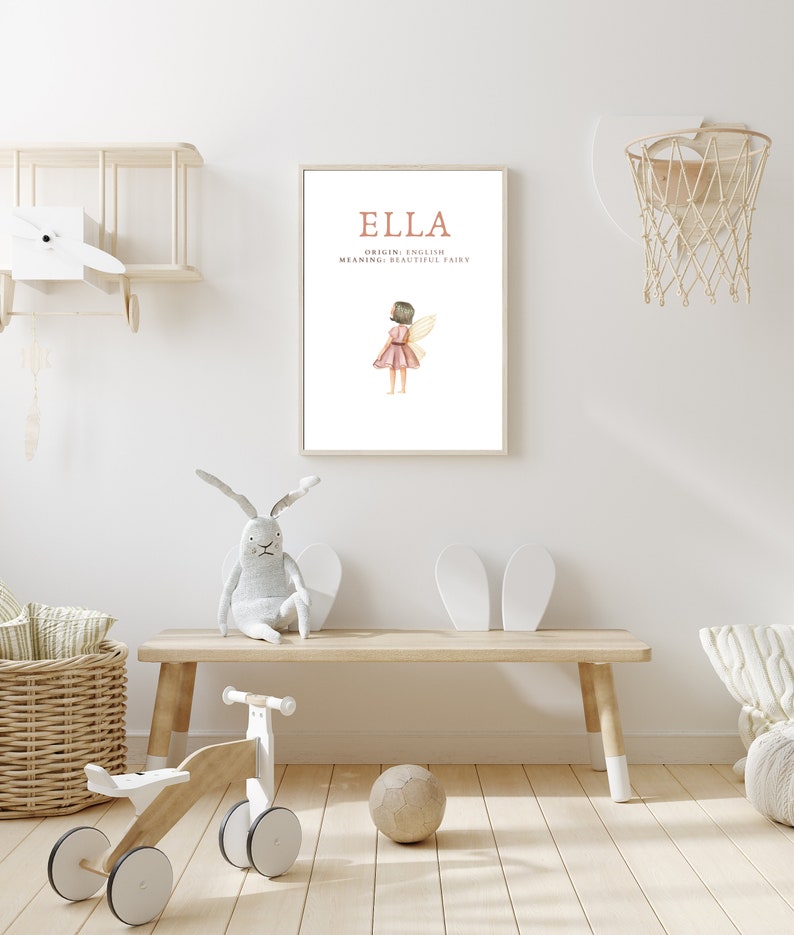 Ella Name Art Poster Name Meaning Girl Gift Pink Nursery - Etsy