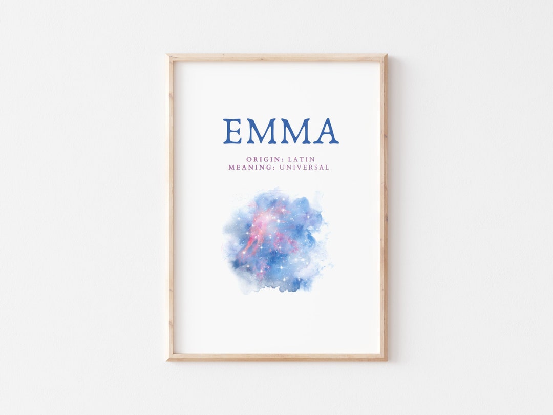 Emma, cartel de arte del nombre, significado del nombre, regalo de niña ...