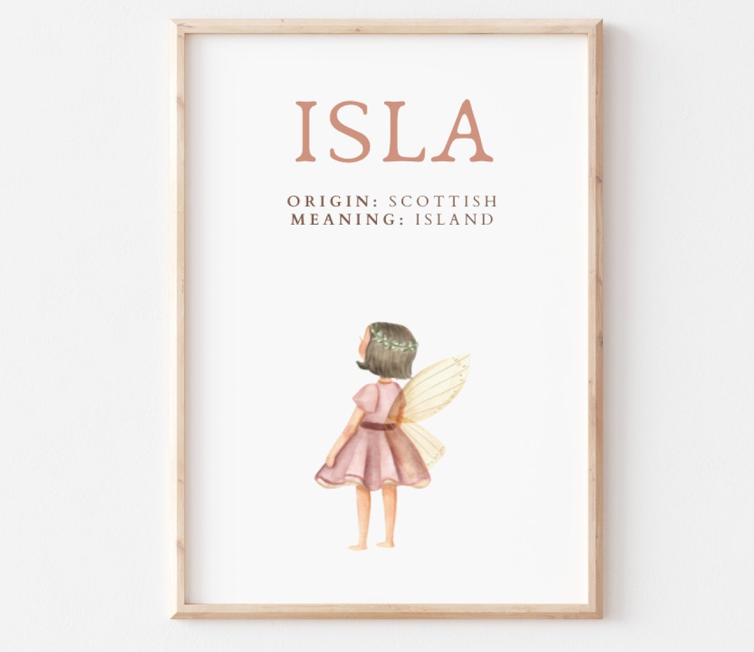 Isla, Name Art Poster, Name Meaning, Girl Gift, Pink Nursery Decor ...