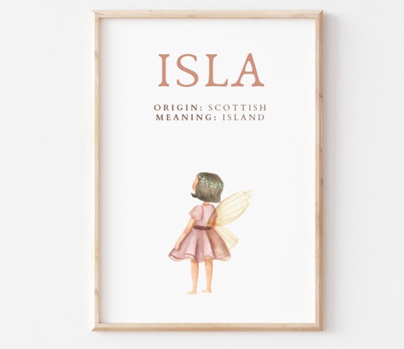 Isla Name Art Poster Name Meaning Girl Gift Pink Nursery - Etsy Australia