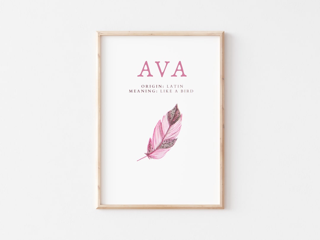 Ava, Name Art Poster, Name Meaning, Girl Gift, Pink Nursery Decor ...