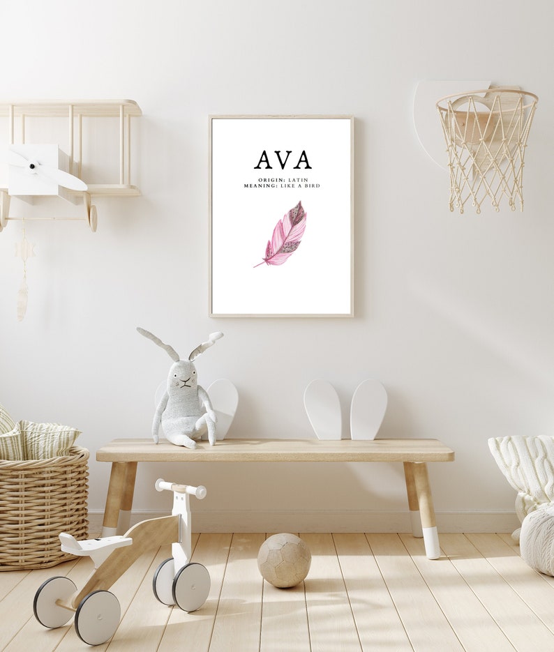 Ava, Name Art Poster, Name Meaning, Girl Gift, Nursery Decor Instant ...