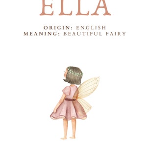 Ella, Name Art Poster, Name Meaning, Girl Gift, Pink Nursery Decor ...