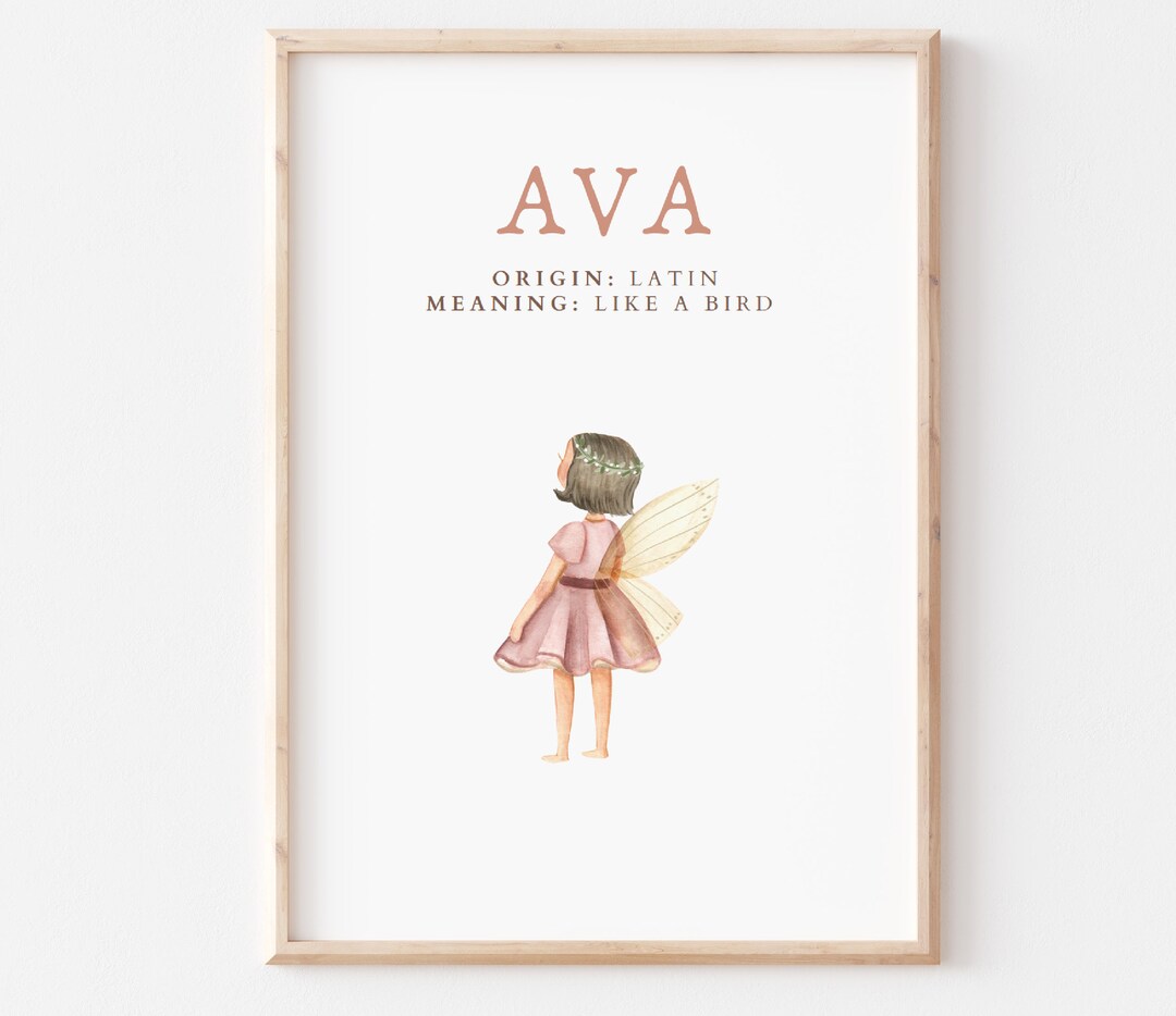 Ava, Name Art Poster, Name Meaning, Girl Gift, Nursery Decor Instant ...