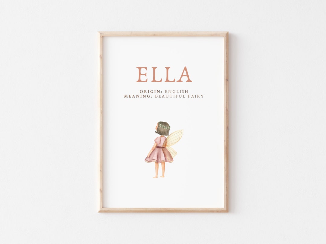 Ella, Name Art Poster, Name Meaning, Girl Gift, Pink Nursery Decor ...