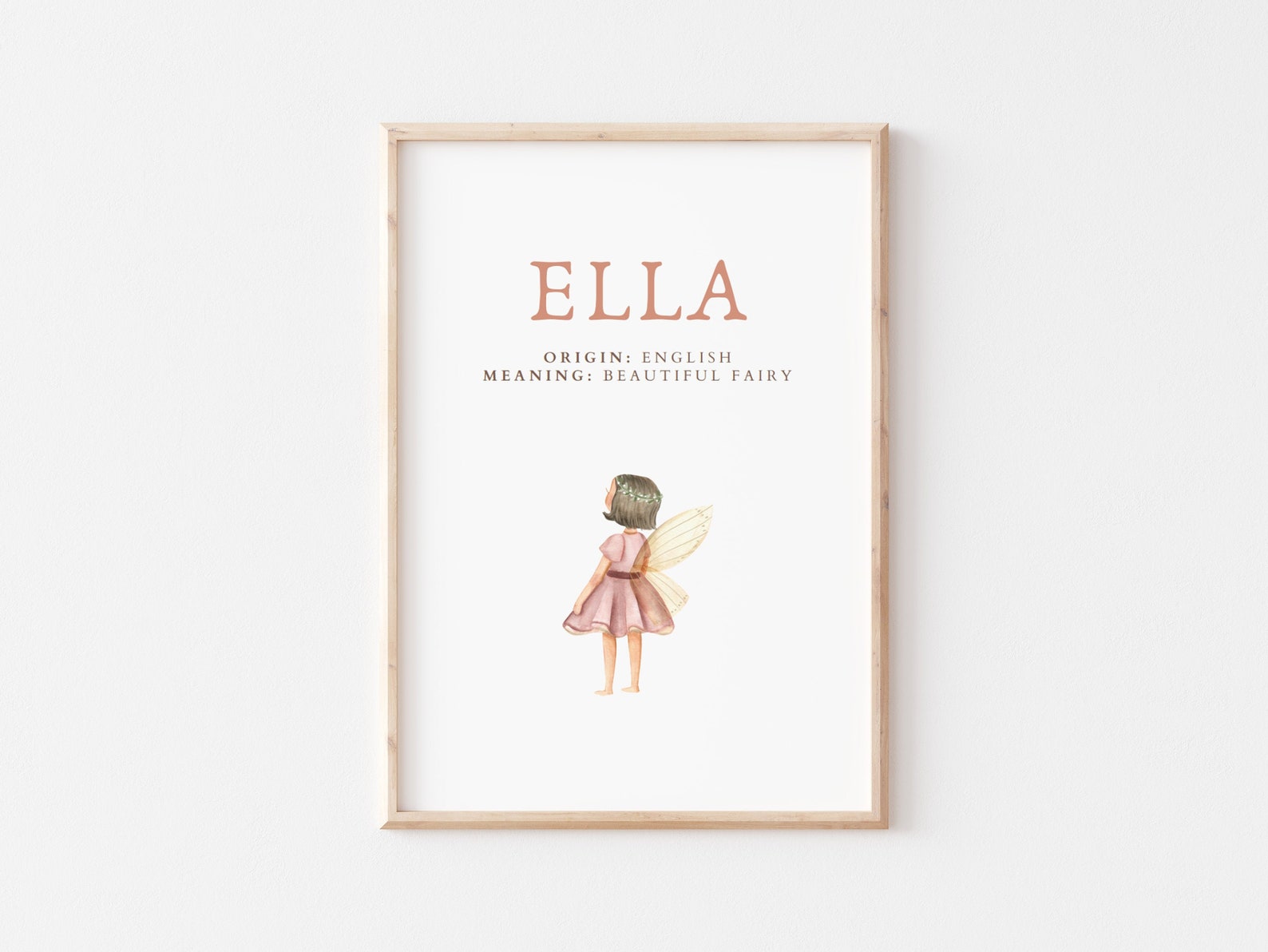 Ella, Name Art Poster, Name Meaning, Girl Gift, Pink Nursery Decor ...