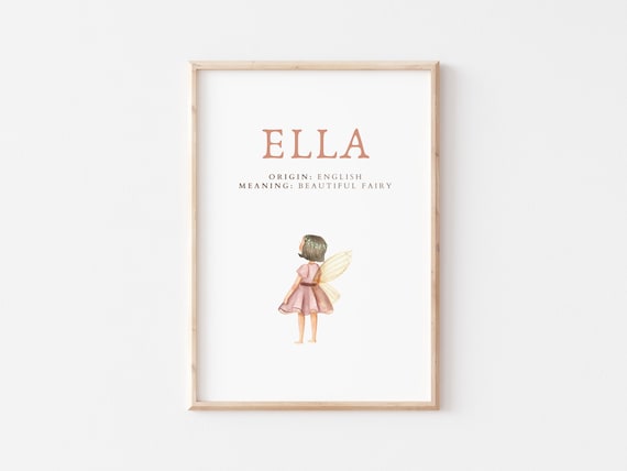 Ella Name Art Poster Name Meaning Girl Gift Pink Nursery | Etsy