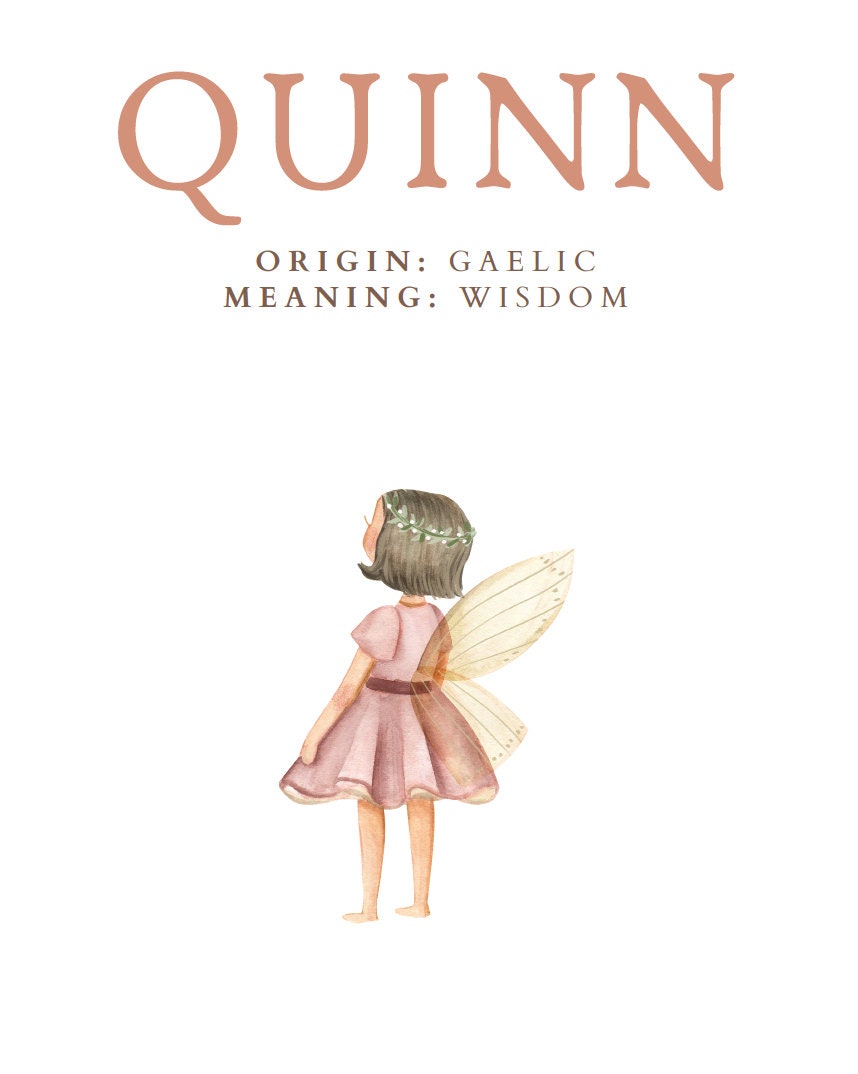 Quinn, Name Art Poster, Name Meaning, Girl Gift, Pink Nursery Decor ...