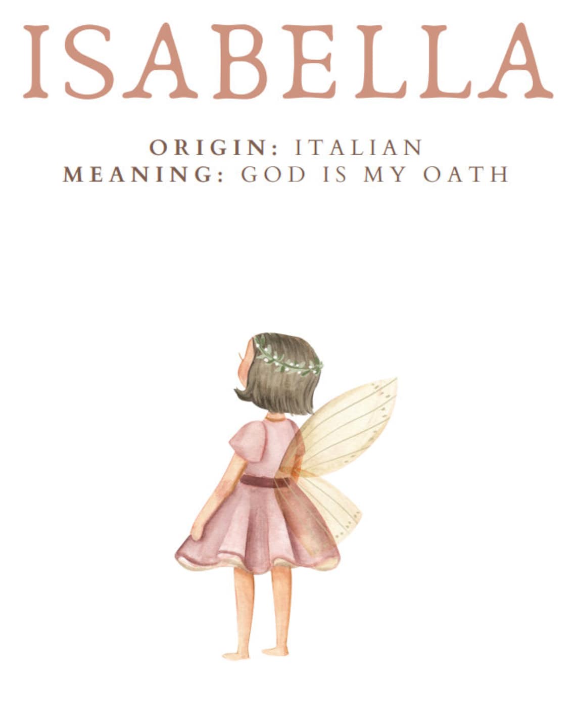 Isabella, Name Art Poster, Name Meaning, Girl Gift, Pink Nursery Decor ...