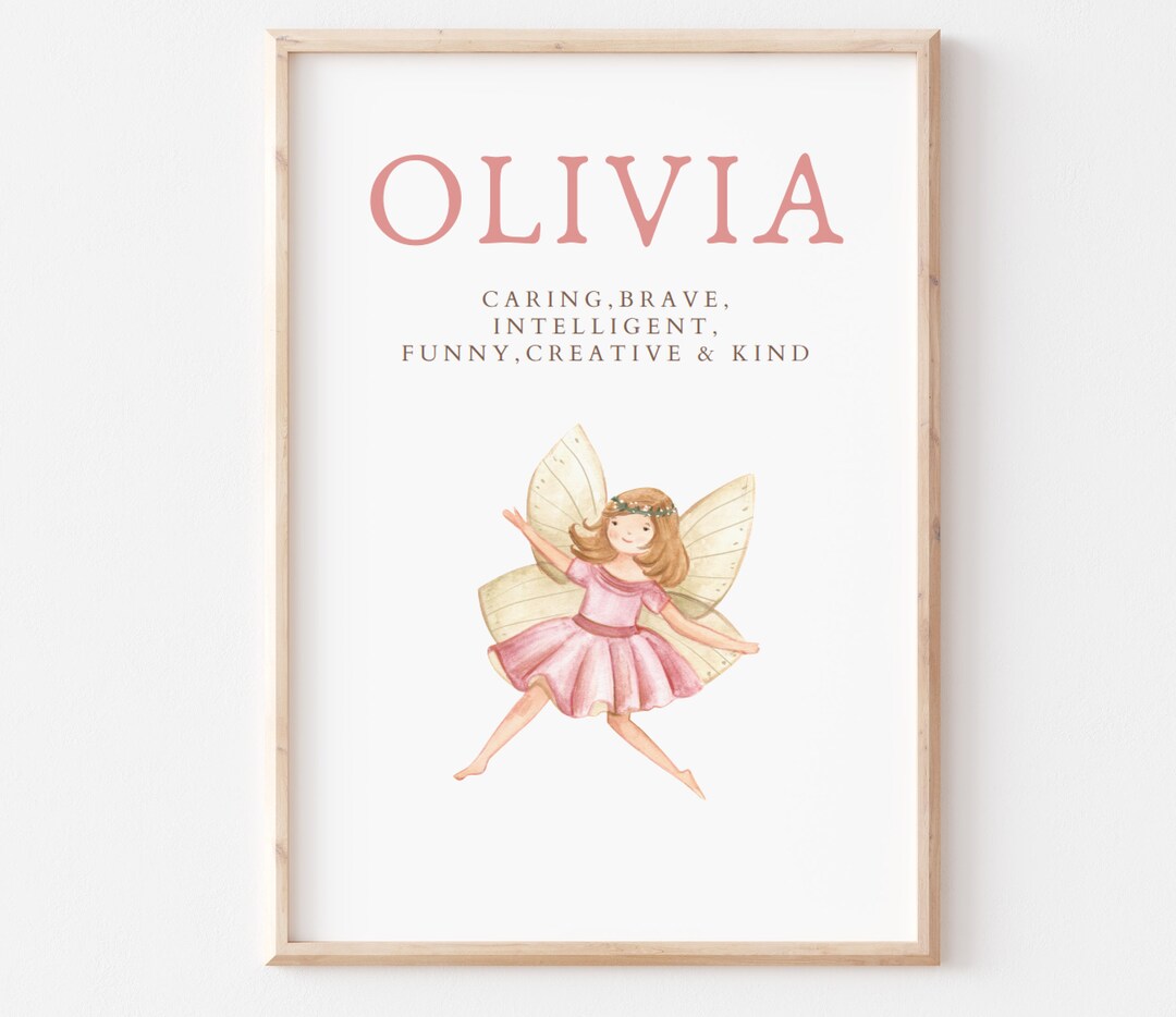 Olivia, Name Art Poster, Name Meaning, Girl Gift, Pink Nursery Decor ...