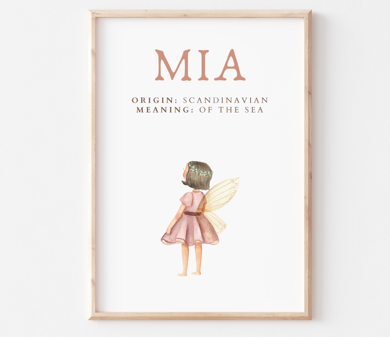 Mia, Name Art Poster, Name Meaning, Girl Gift, Pink Nursery Decor ...