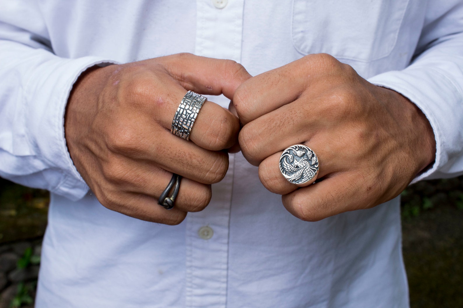 Mosaic Prison Ring for Him Crackled Brass Men's Ring | Etsy