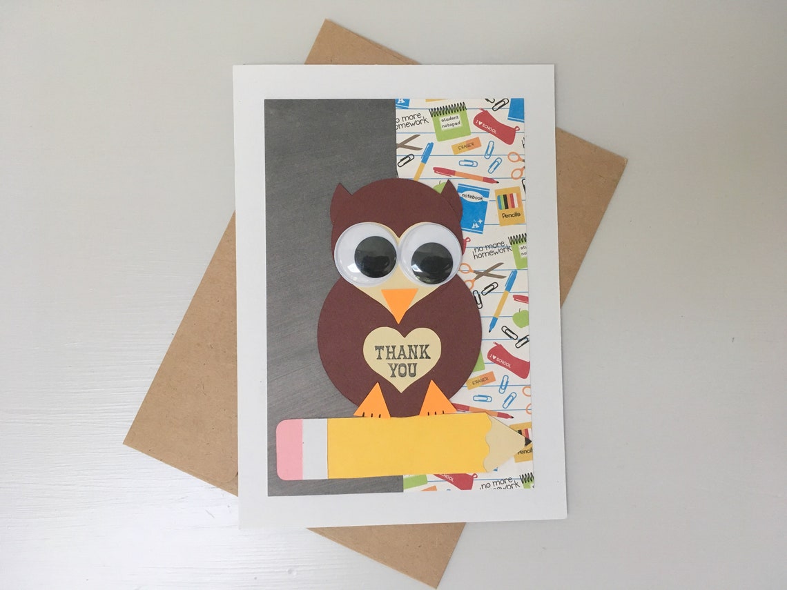 Owl Teacher Appreciation Card Thank You Teacher Card Owl - Etsy