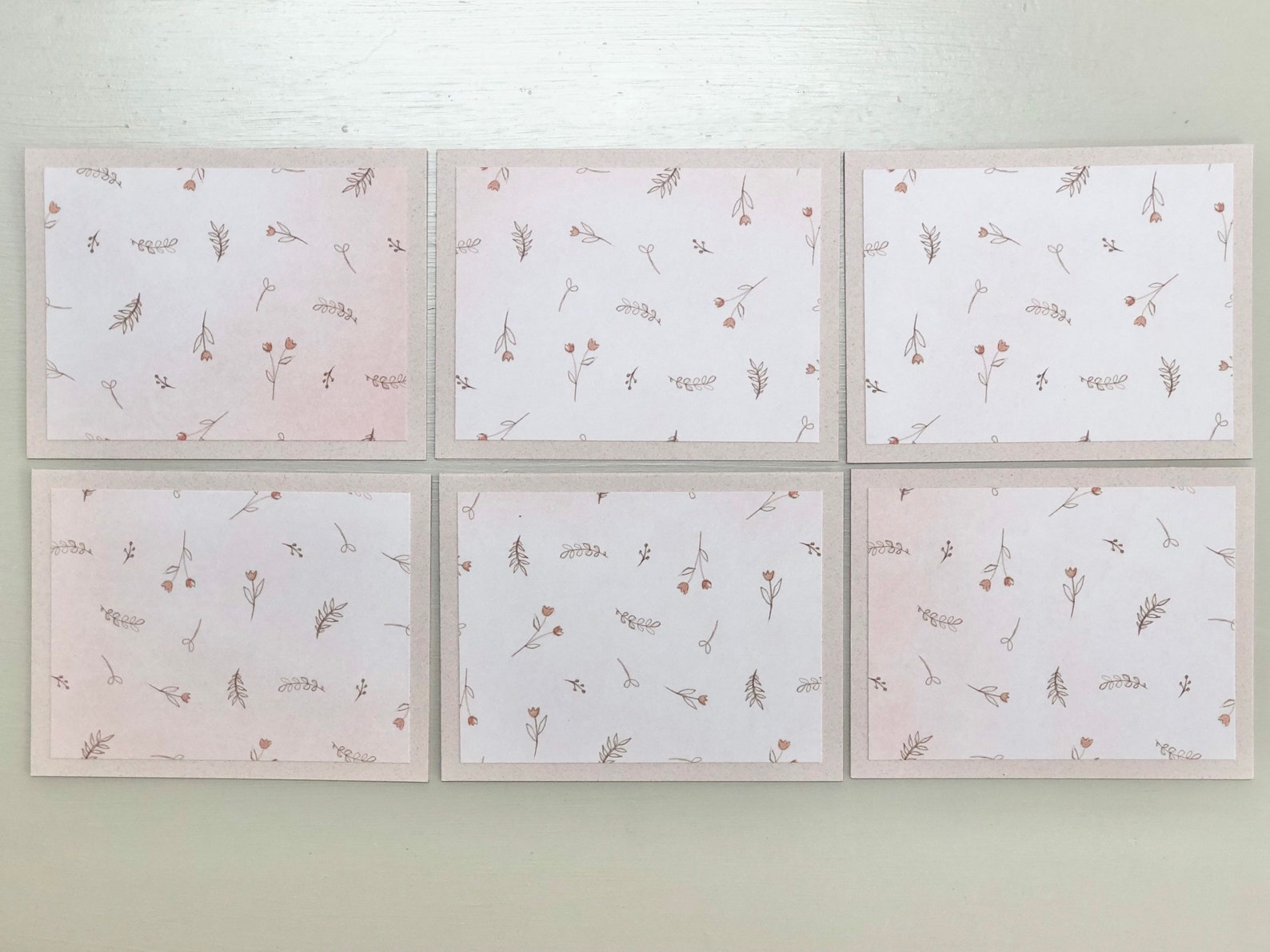 6 Tarjetas de notas florales rosas / Conjunto de tarjetas de notas ...