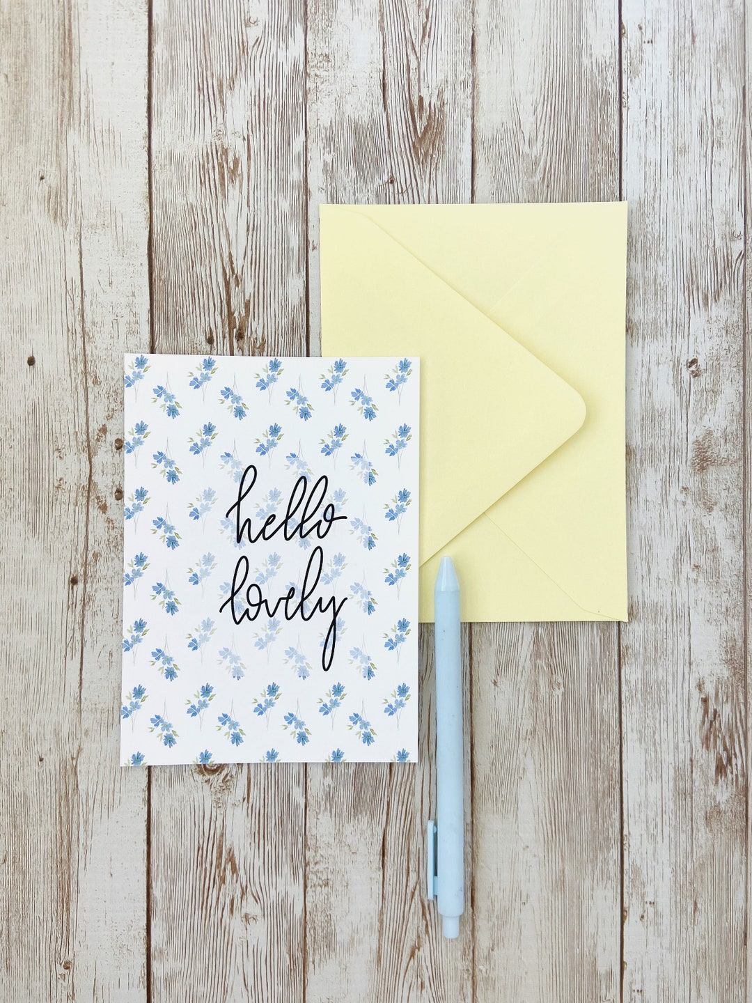 Friendship Greeting Card, Blue Flower Card, Floral Watercolor Card ...