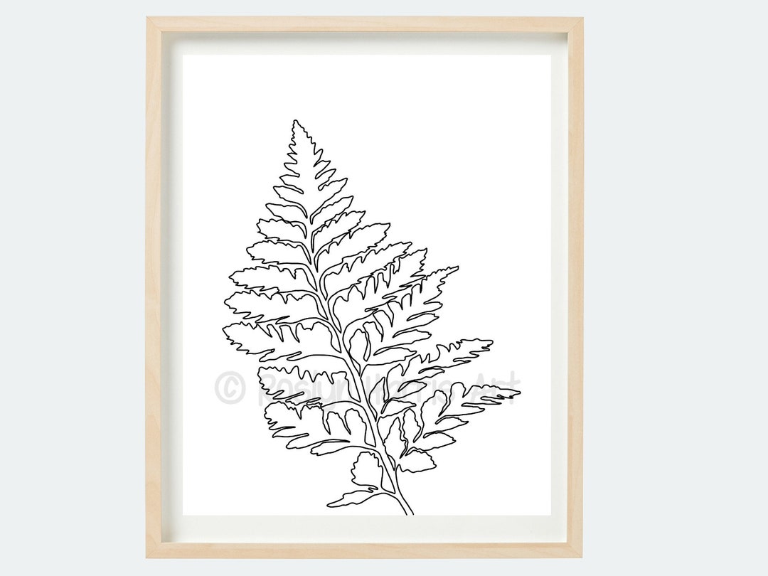 Fern Line Art Minimal Line Botanical Download Bracken Fern - Etsy