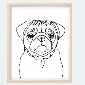 Pug One Line Wall Art Instant Downloadpug Digital Printable - Etsy UK