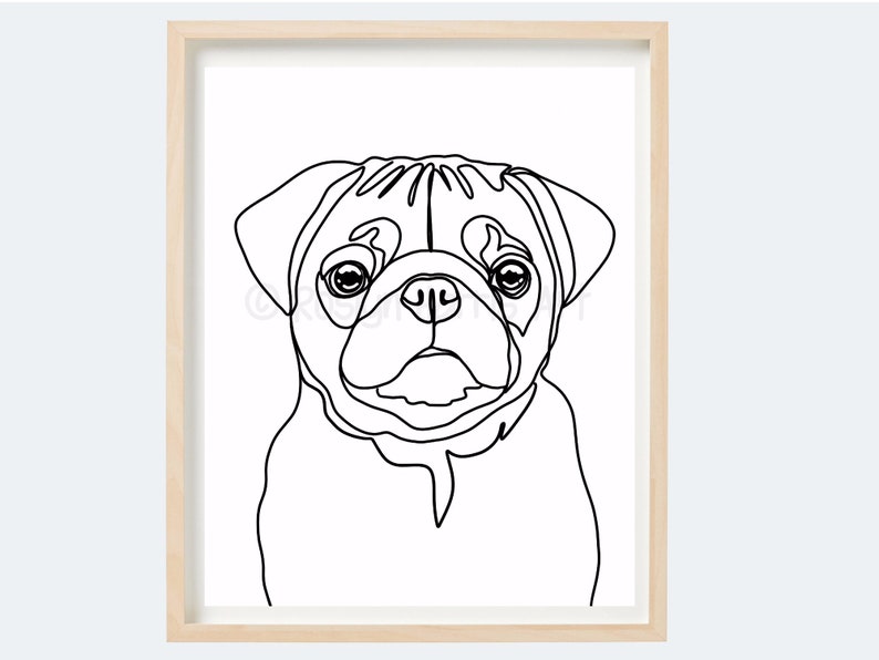 Pug One Line Wall Art Instant Downloadpug Digital Printable - Etsy UK