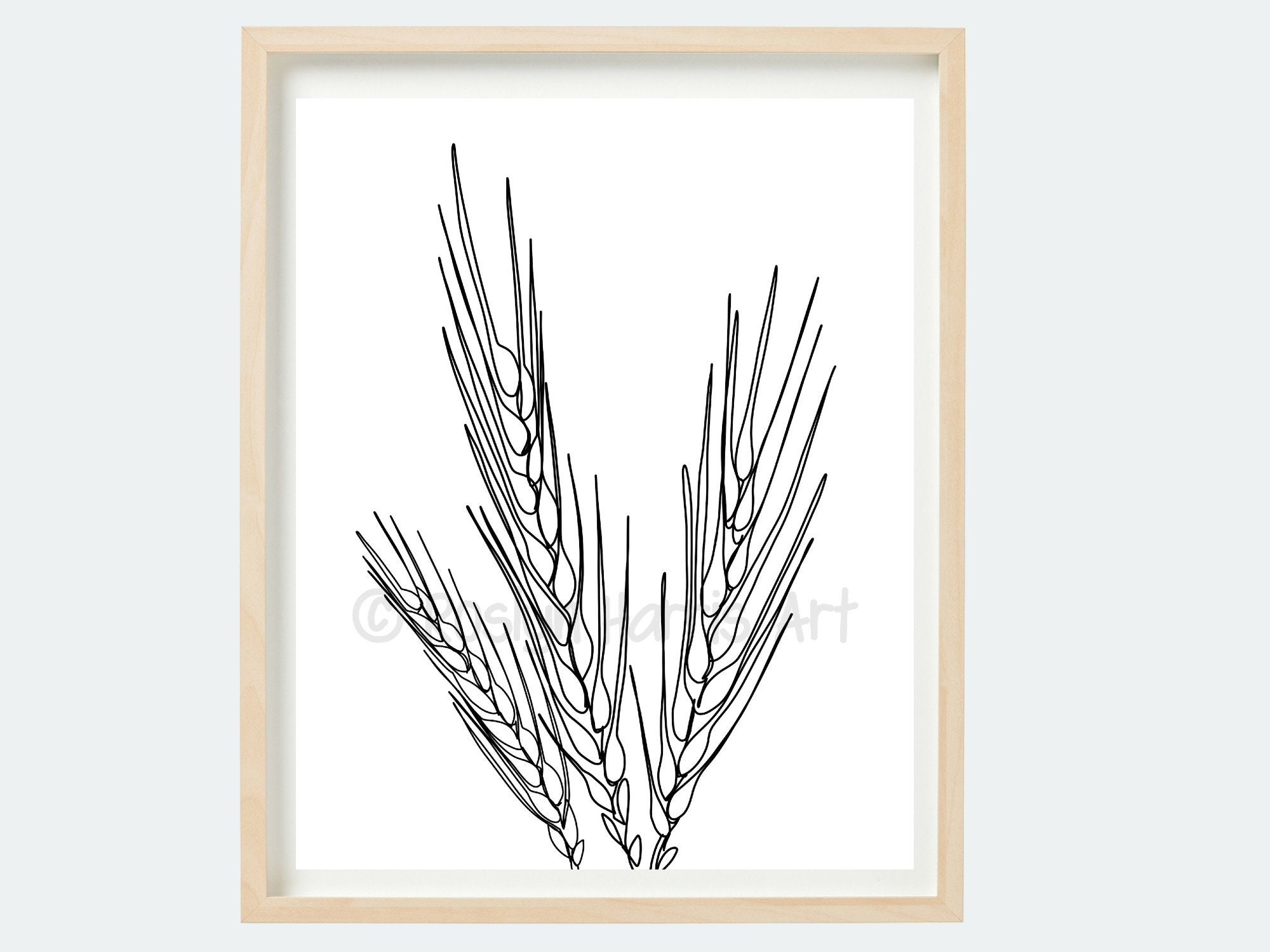 Wheat line art,Farmhouse Botanical instant download wheat stalk ...