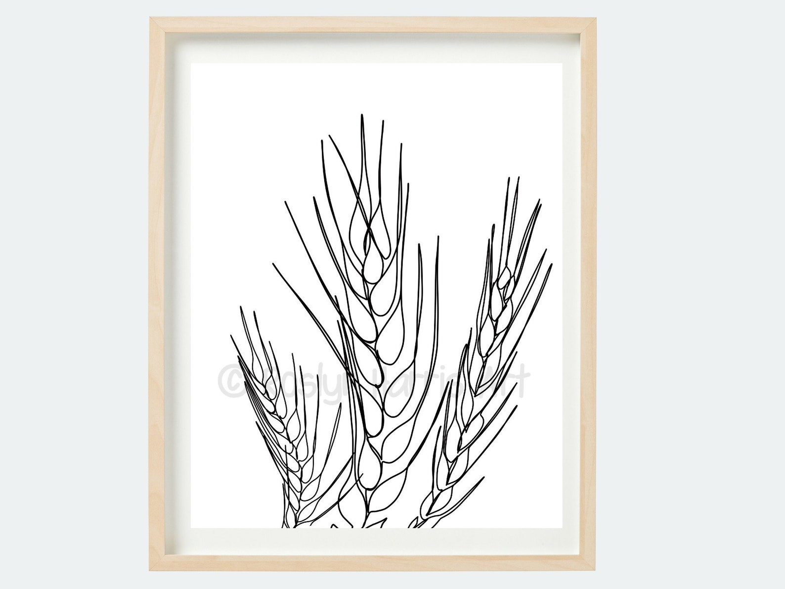 Wheat Line Art Botanical Instant Download Minimal Black and - Etsy UK