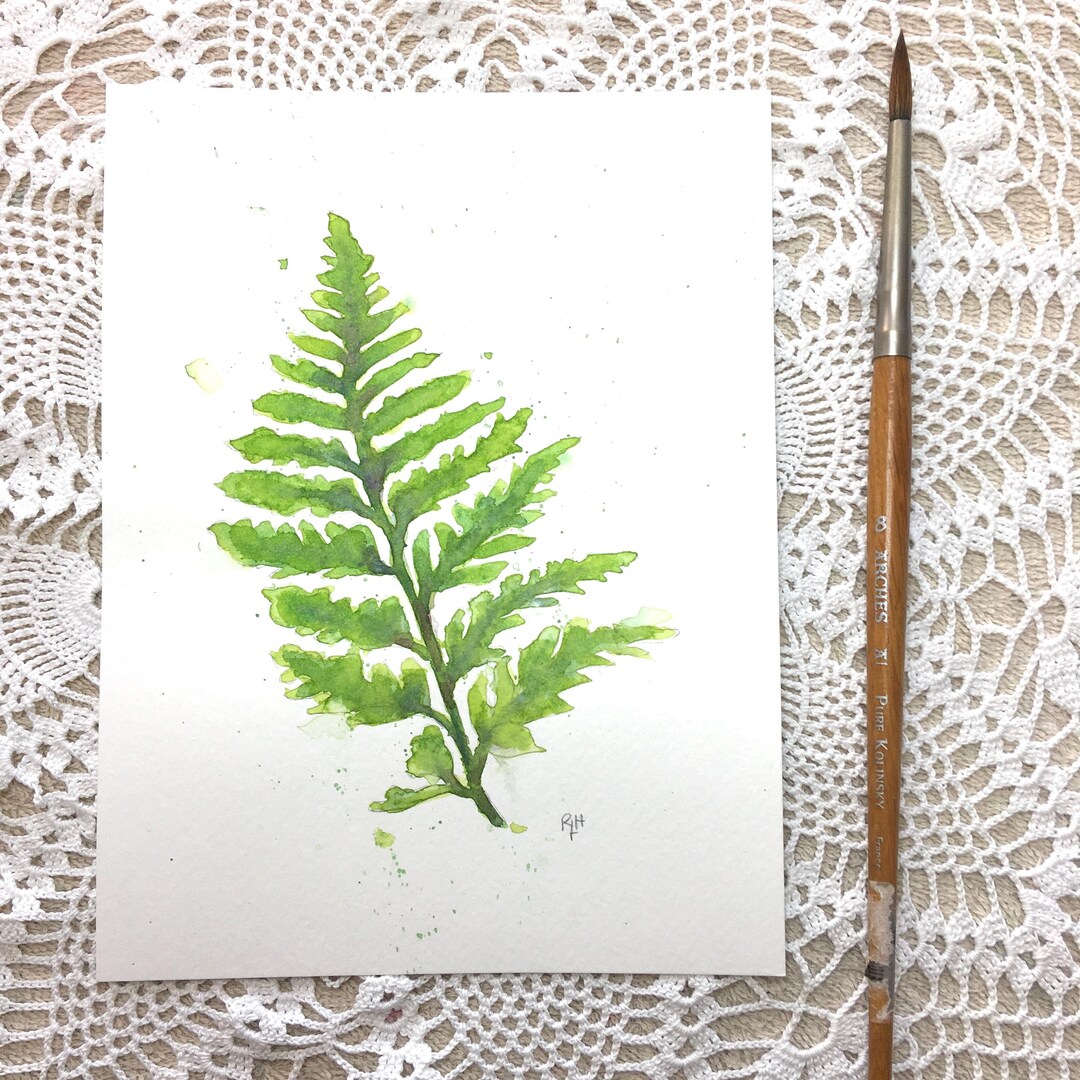 Bracken Fern Original Watercolour Painting, Simple Fern Art, Green Fern ...