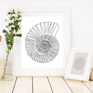 Beach Shell Printable Digital Downloadsimple Coastal DIY - Etsy