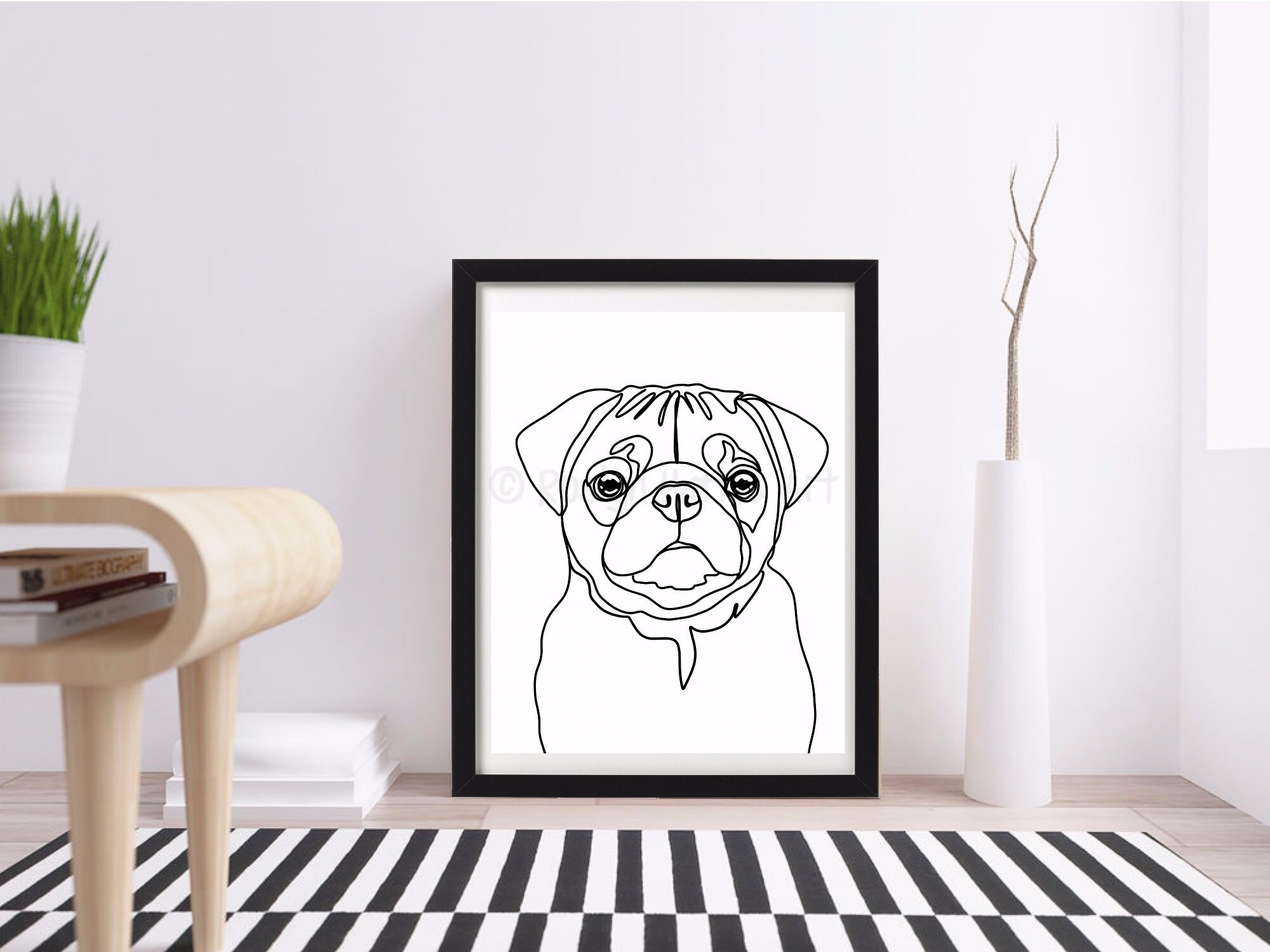 Pug One Line Wall Art Instant Downloadpug Digital Printable - Etsy UK