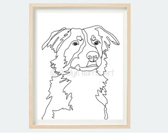 Border Collie Line Art - Etsy