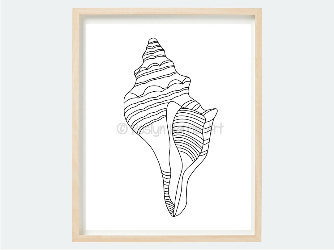 Sea Shell Line Art Abstract Beach Shell Instant - Etsy