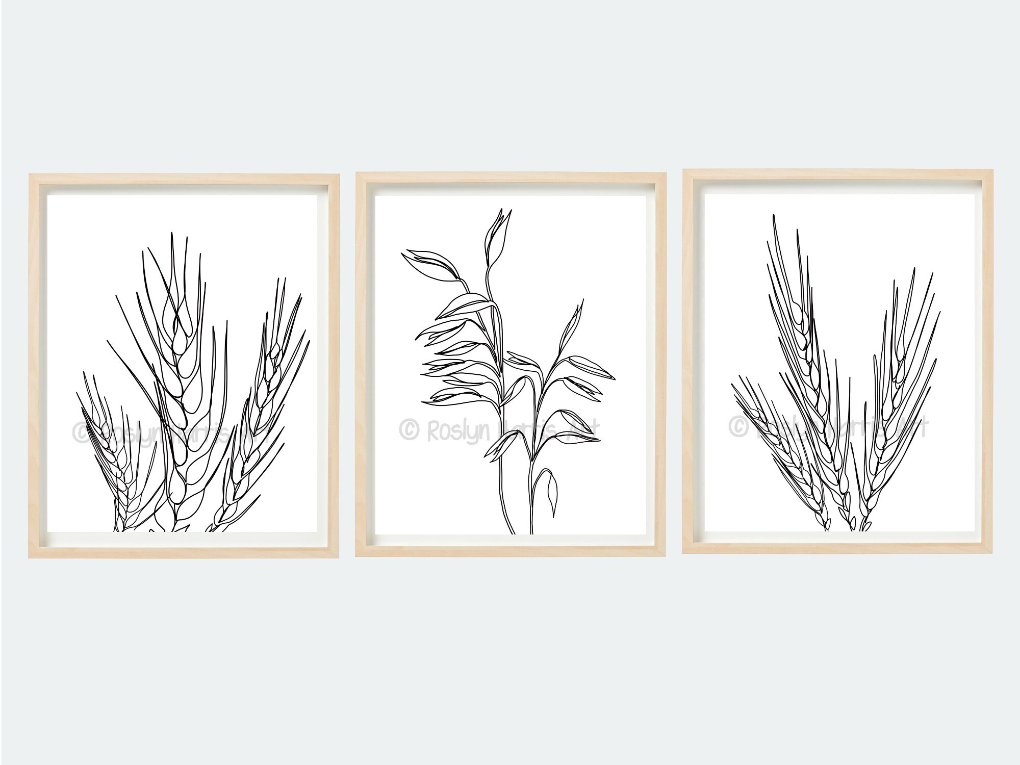 Wheat line art,Farmhouse Botanical instant download wheat stalk ...