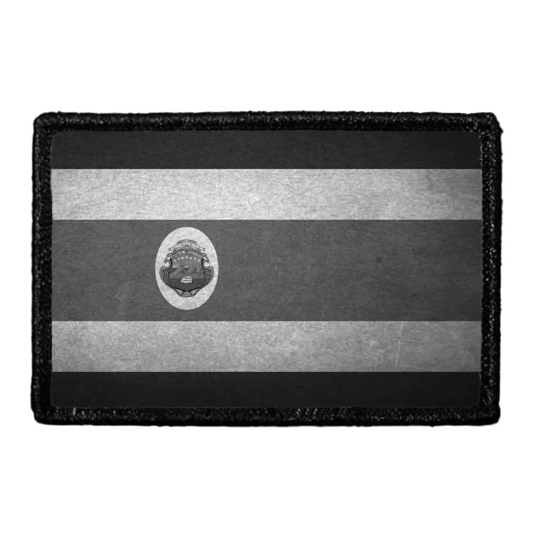 Costa Rica Flag - Black and White - Distressed - Removable Patch - Etsy