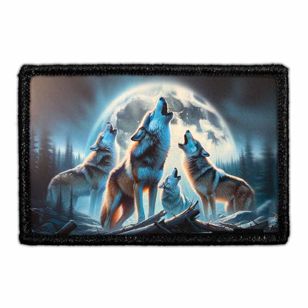 Blue Wolfpack Howling at the Moon - Removable Patch - Etsy