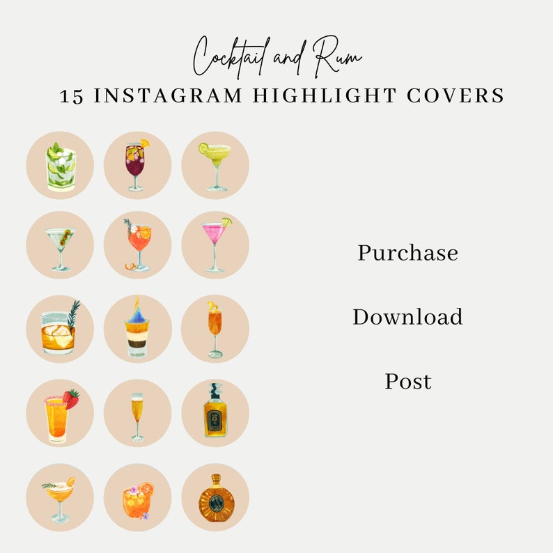 15 Instagram Highlight Covers | Cute Cocktail Instagram Story Cover ...