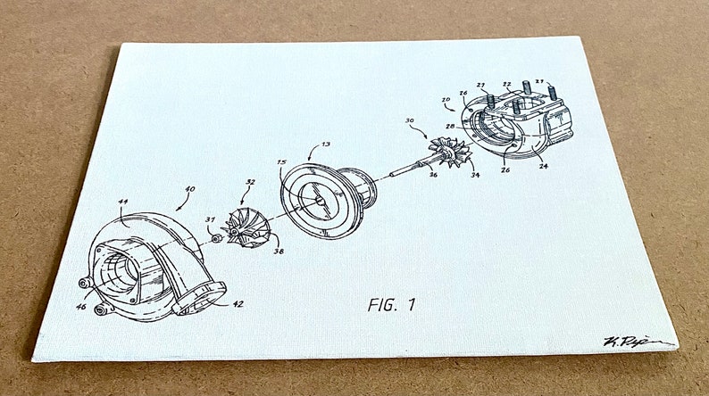 Diagrama de piezas del Turbo Exploded en un lienzo de 8 x 10 - Etsy México