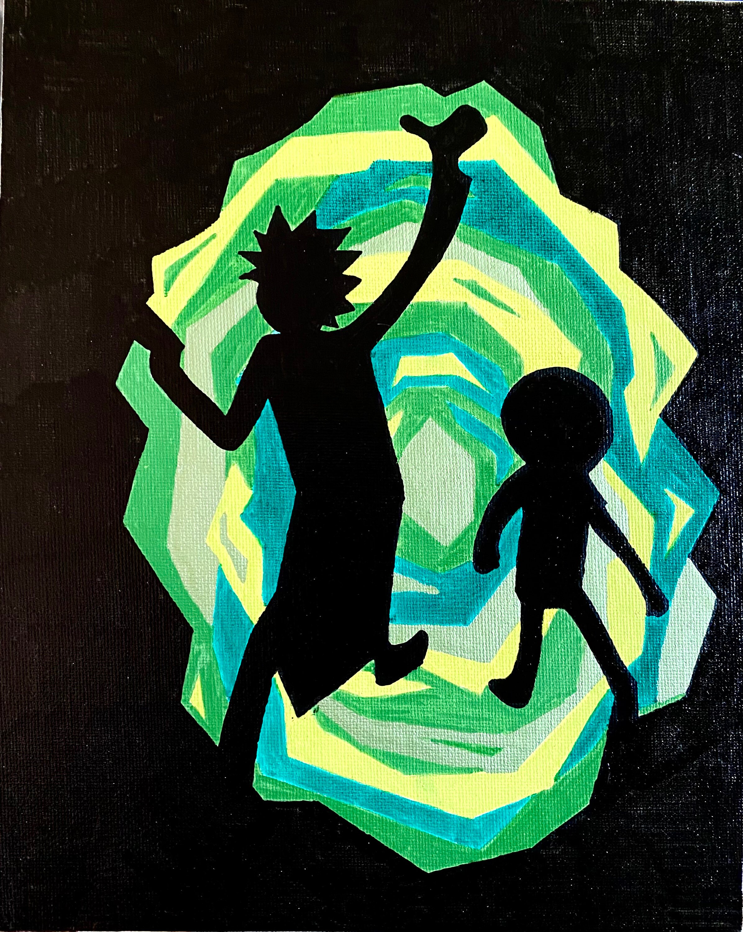 Rick and Morty Shadow Portal” Acrylic Painting on 8x10” Canvas Board - Etsy