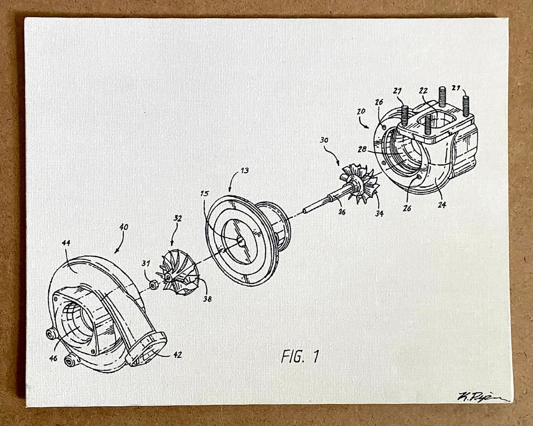 Turbo Exploded Parts Diagram on a 8x10 Canvas Board - Etsy