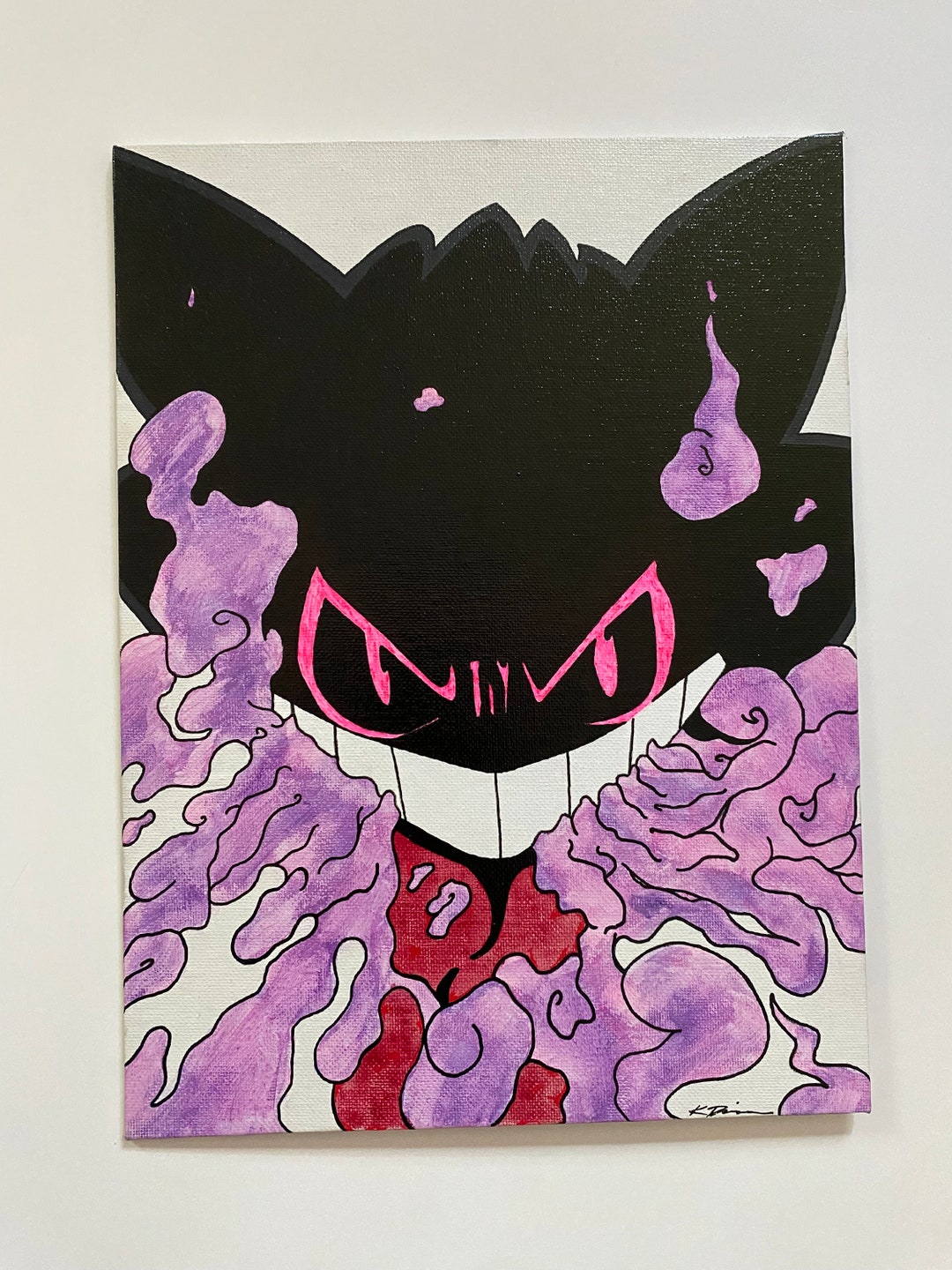 Glowing Gengar” Acrylics on a 9x12” Canvas Board - Etsy