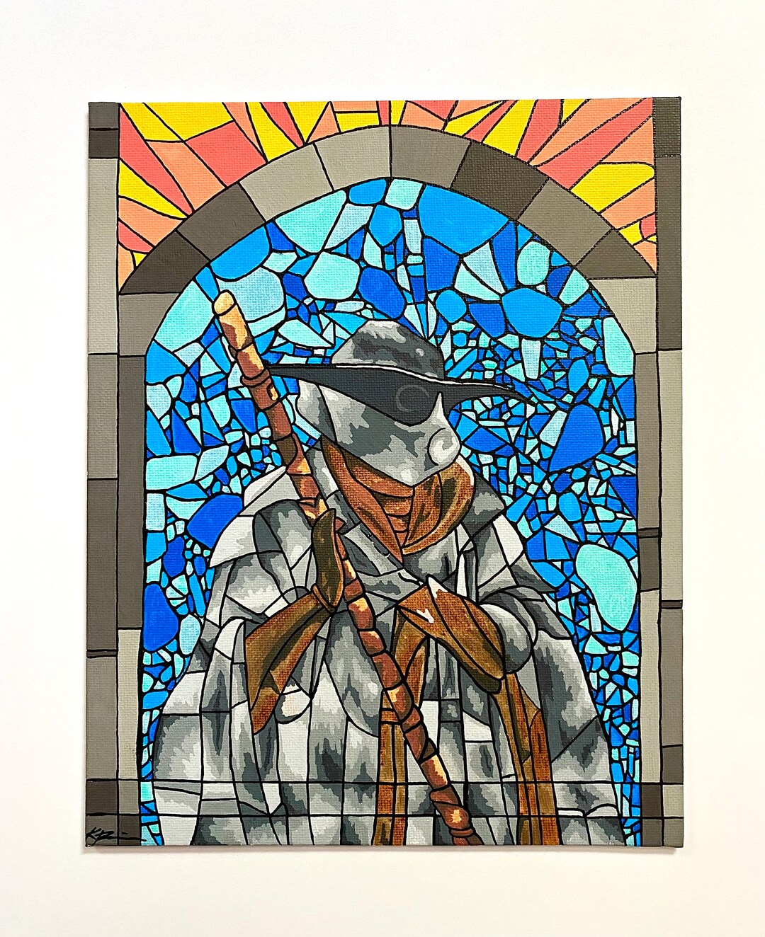 Plague Doc on Glass Hand Drawn Stained Glass Plague Doctor on an 8x10 ...