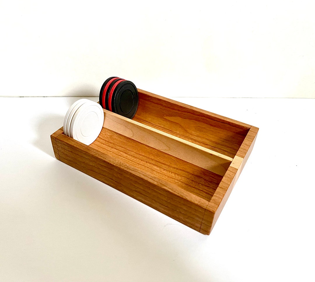 74 Count Cherry and Tiger Maple Poker Chip Tray - Etsy