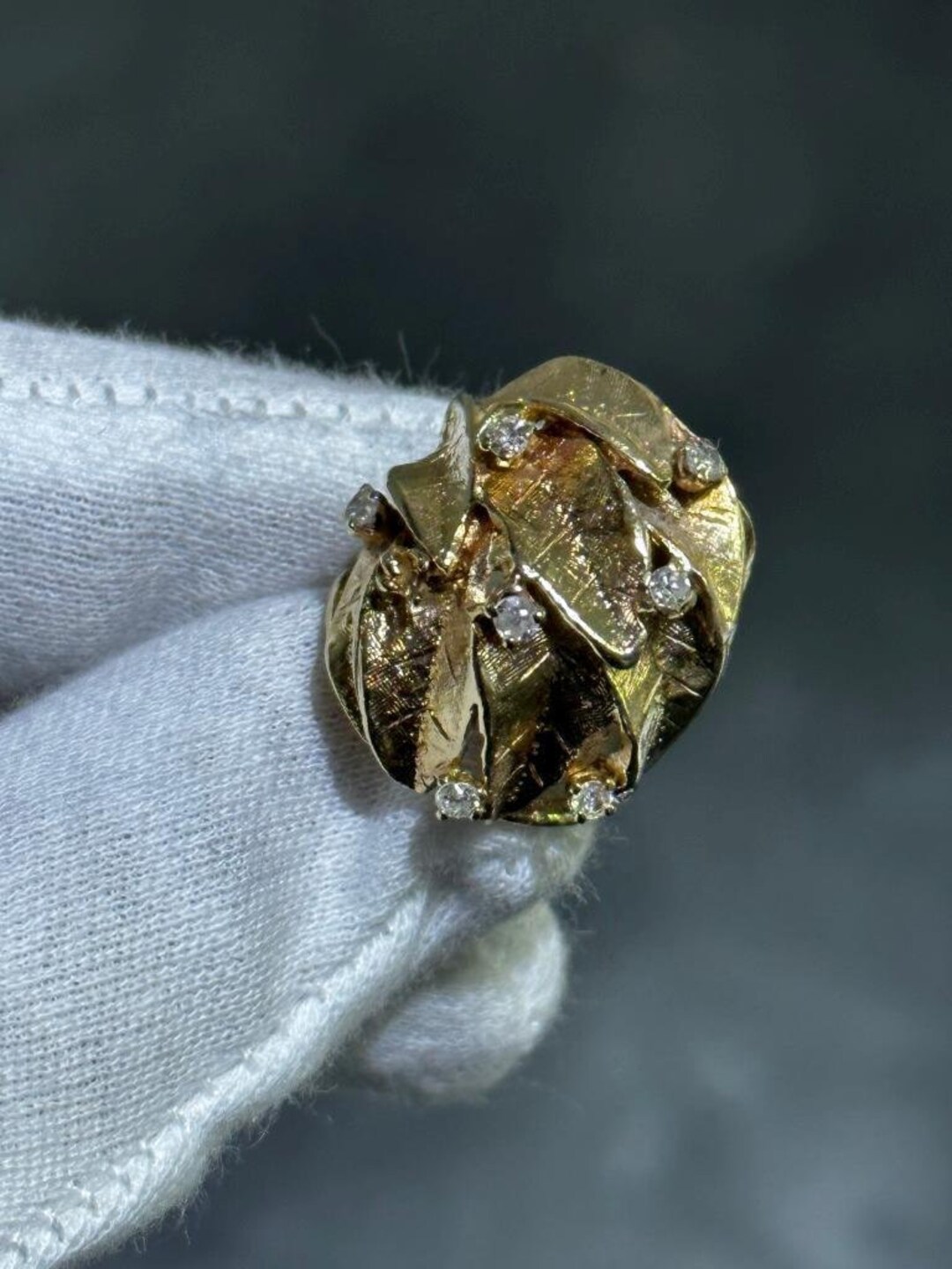 LIV 14k Yellow Gold & Natural Diamonds Vintage Cocktail Design - Etsy
