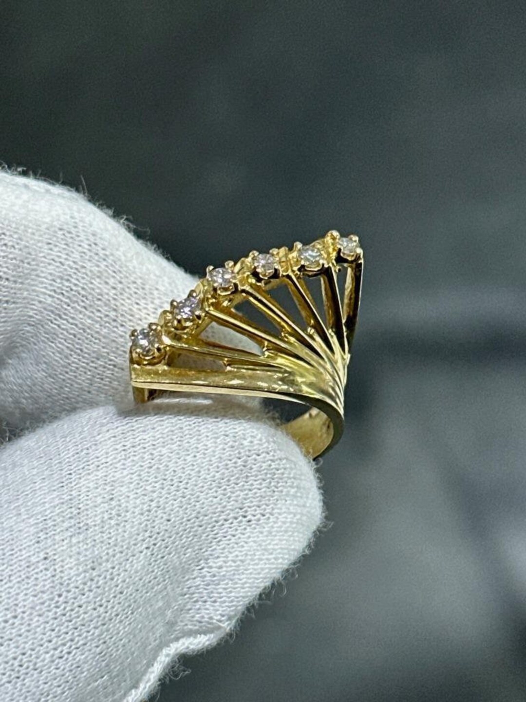 LIV 14k Yellow Gold & Diamonds Vintage Insert Design Wedding - Etsy
