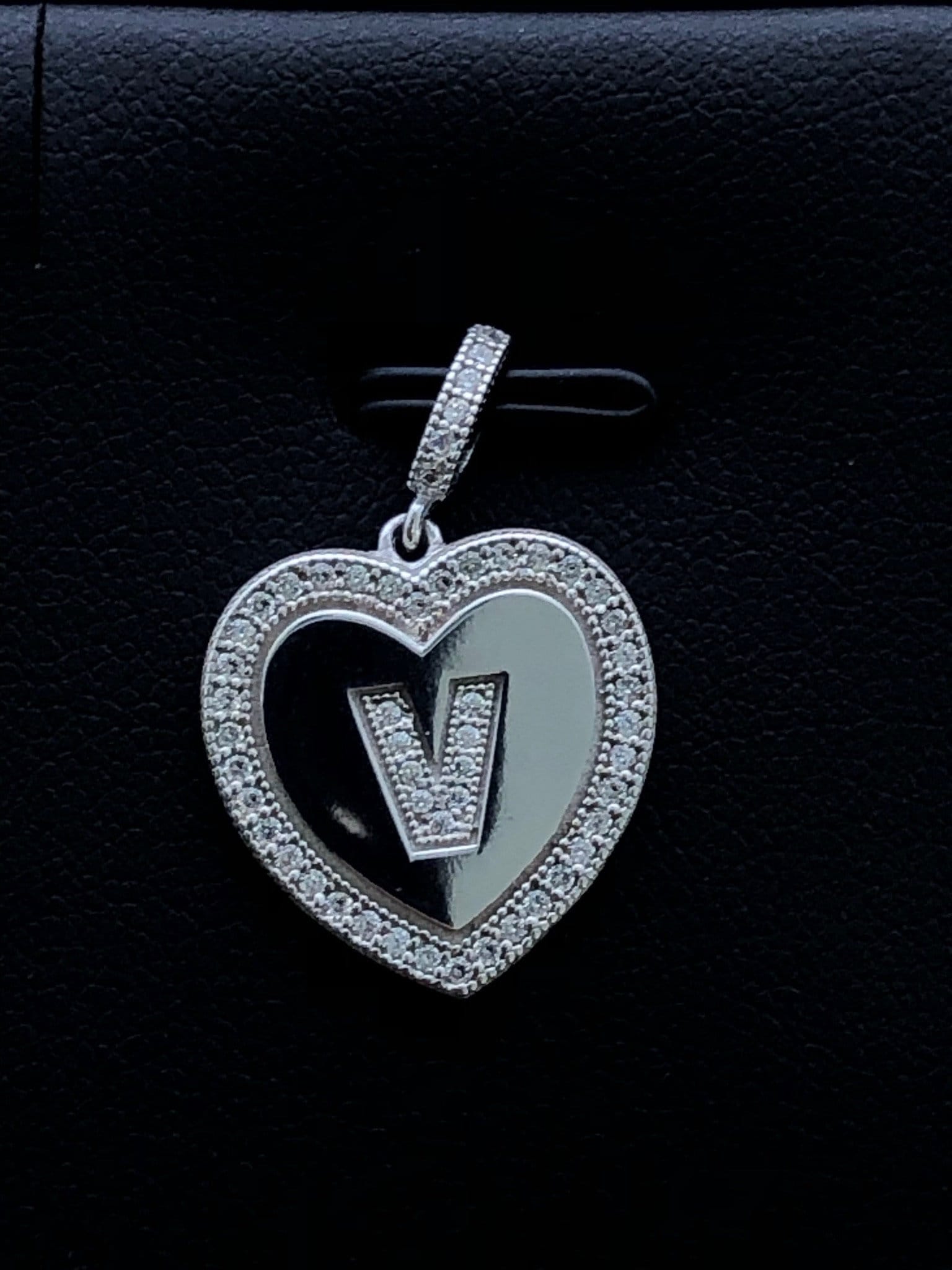 LIV Platinum Sterling Silver .925 White Sapphire Initial V - Etsy UK