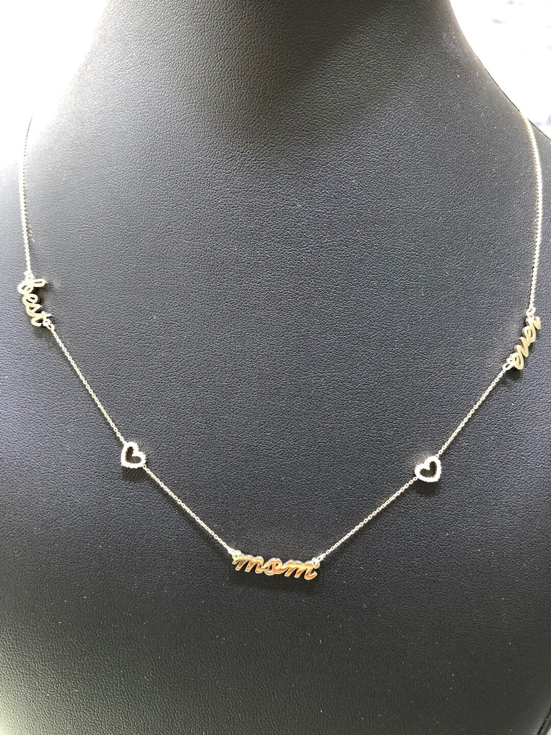 LIV 14K Yellow Gold Hand Made Natural Diamonds Best Mom Ever Heart ...