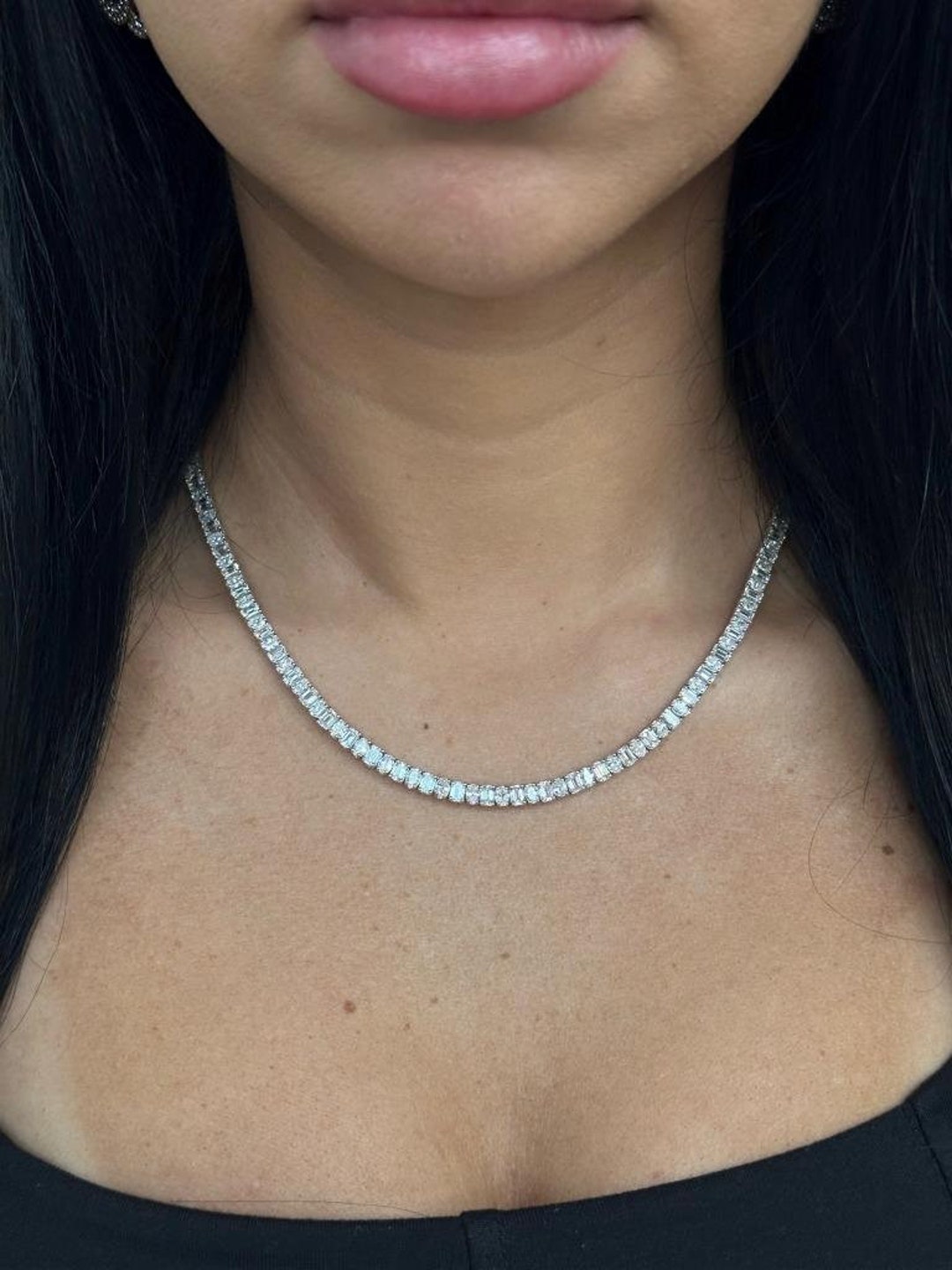 LIV 14k White Gold Natural VVS Diamonds 15.50ct Oval & Emerald Cut ...